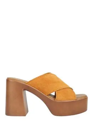 RAG & CO Matrix Criss Cross Strap Block Heel Sandals - Brown