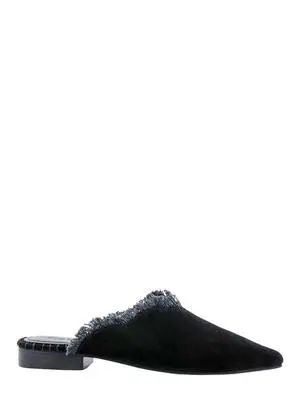 RAG & CO Molly Frayed Leather Mules In By - Black