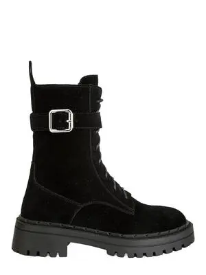 RAG & CO Kasper Suede Chunky Lug Boots In By - Black