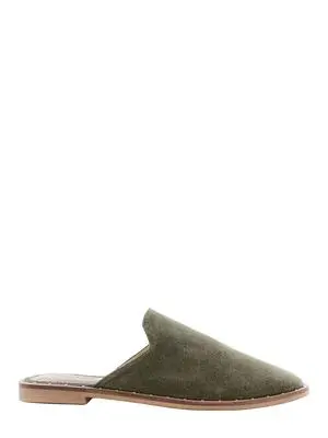 RAG & CO Lia Handcrafted Suede Mules In Khaki By - Green