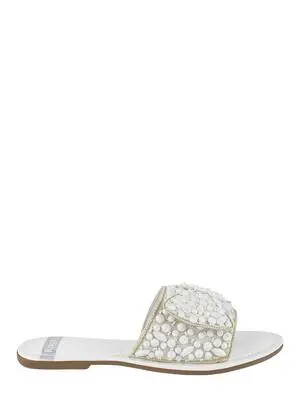RAG & CO Pipa Big Bow Beaded Flats In White By Rag & Co White