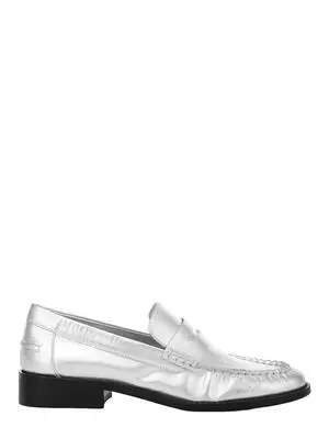 RAG & CO Plavia Genuine Leather Loafers In By - Silver