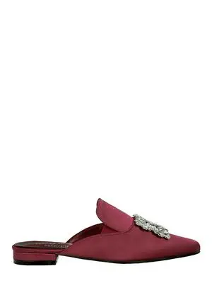 RAG & CO Perrine Diamante Brooch Slip On Mules In Burgundy By - Red