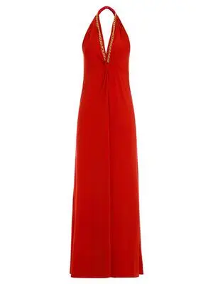 N'ONAT Sophia Gold Chain Maxi Dress - Red