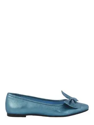 RAG & CO Pie-tribe Metallic Bow Ballerinas In By - Blue