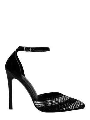 RAG & CO Nobles Rhinestone Patterned Stiletto Sandals By - Black