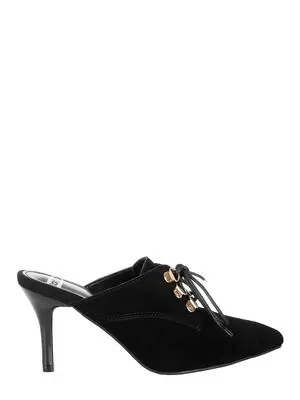 RAG & CO Miladi Genuine Suede Leather Stiletto Mules In Black By Rag & Co