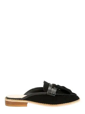 RAG & CO Edmanda Tassle Detail Leather Mules In By - Black