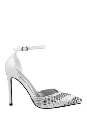 RAG & CO Nobles Rhinestone Patterned Stiletto Sandals By - White