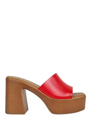 RAG & CO Scandal Slip On Block Heel Sandals In By - Red