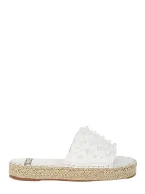 RAG & CO Scalar Genuine Soft Leather Espadrille Flatforms By - White