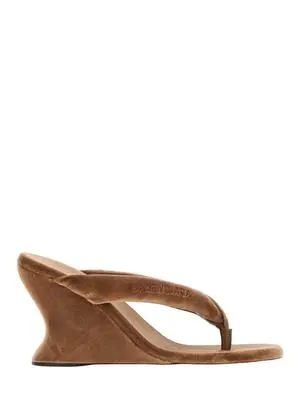 Balenciaga Camel Velvet Thong Wedge - Brown