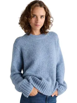 Quince Women's Lofty Baby Alpaca Oversized Crew Frost Blue