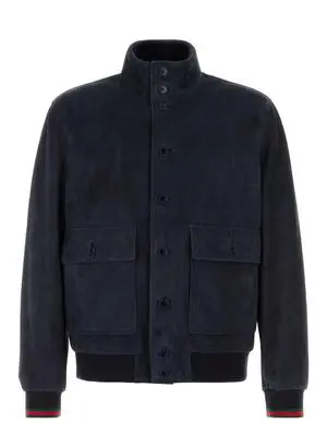Gucci Navy Suede Jacket - Blue