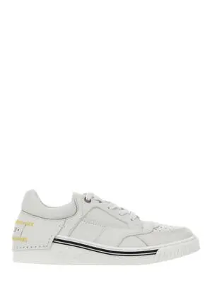 Fendi Chalk Leather Fender Sneakers - White