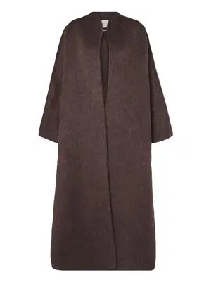 Max Mara Oversized Coat In Camel And Mohair Mud