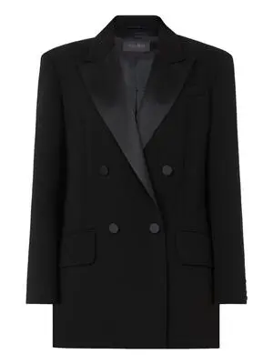 Max Mara Double-breasted Lightweight Cady Blazer - Black