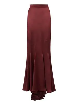 Max Mara Long Silk Satin Skirt Rust