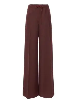 Max Mara Denim-effect Wool Wide-leg Trousers Rust