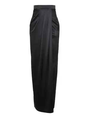 Max Mara Long Silk Satin Skirt Dark Grey