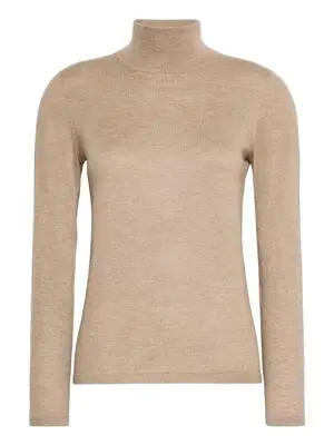Max Mara Cashmere Yarn Polo-neck Sweater Sand