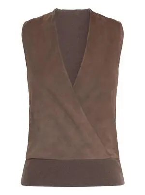 Max Mara Wool And Cashmere Yarn Gilet - Mud