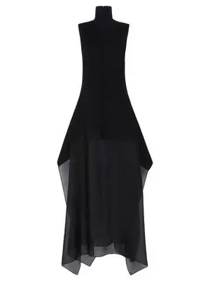 MAX MARA Long Viscose Knit And Silk Georgette Dress