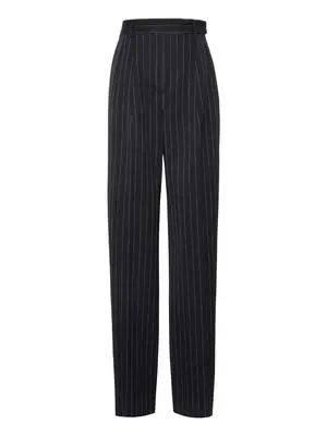 Max Mara Pleated Stretch Wool Trousers Black