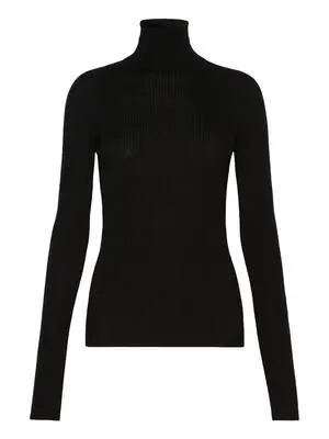 Max Mara Slim Pure Wool Mock Polo-neck Sweater - Black
