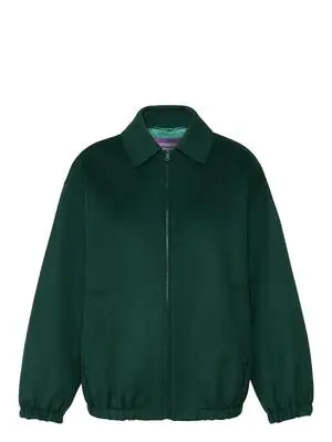Max Mara Double Wool Broadcloth Bomber Jacket - Dark Green
