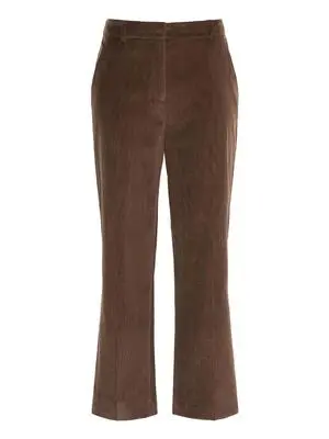 Max Mara Cotton Velvet Cropped Trousers - Brown