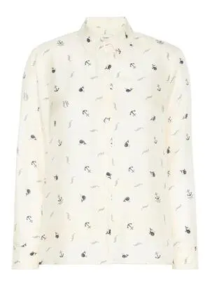 Max Mara Printed Silk Shirt - Ivory