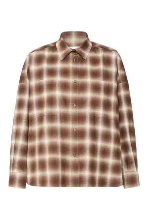 Max Mara Check Design Cotton Flannel Shirt Brown