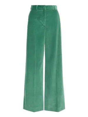 Max Mara Cotton Velvet Trousers - Green