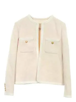 Celine 2010s Collarless Tweed Jacket - Neutrals