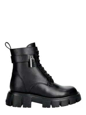 Moschino Padlock-detail Chunky-sole Boots - Black