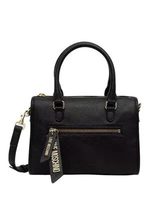 Moschino Logo-plaque Pebbled Tote Bag - Black