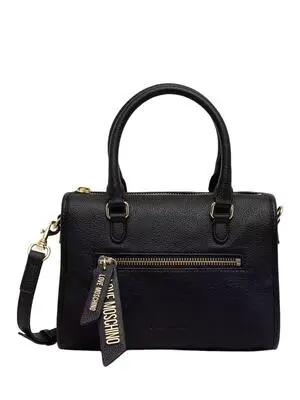 Moschino Logo-plaque Pebbled Tote Bag - Black