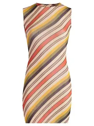 JEAN PAUL GAULTIER Retro Stripe Short Dress Neutrals