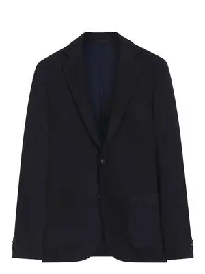 BOSS Slim-fit Blazer In Micro-patterned Stretch Jersey Blue