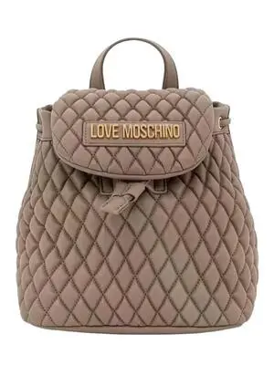 Moschino Quilted Logo-plaque Backpack - Neutrals