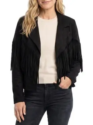 Karen Kane Fringe Long Sleeve Jacket - Black