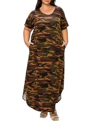 L I V D Katt Pocket Maxi Dress - Camo