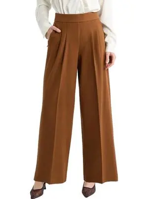 Spanx Pleated Ponte Wide Leg Pants - Brandy