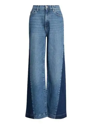 Warp + Weft Nce High Waist Wide Leg Jeans - Split Rinse