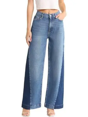 Warp + Weft Nce High Waist Wide Leg Jeans - Split Rinse