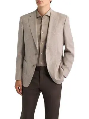BOSS Hutson Slim Fit Tan Mélange Knit Wool Blend Sport Coat - Medium Beige