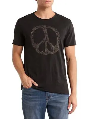 John Varvatos Peace Maker Raw Edge Crewneck T-shirt Black