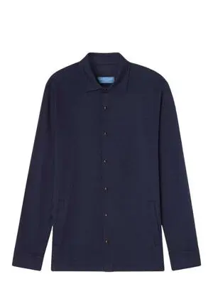 Robert Talbott Walter Cashmere Blend Snap Front Shirt - Navy