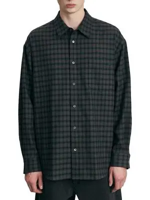 DUNST Oversize Check Flannel Button-up Shirt - Khaki